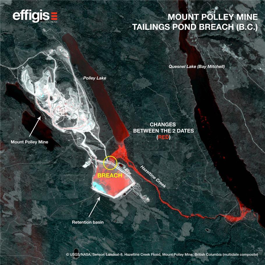 Aftermath of the Mount Polley, British Columbia Tailings Lagoon Dam Failure